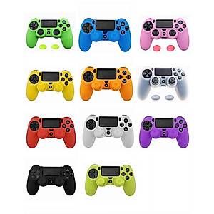 ZOMTOP Silicone PS4 Controller Case: A Second Skin for Your Gamepad - Soft, Anti-Slip, Shockproof - Original Color with Grips and Caps(Purple)