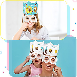 Civaner 48 Pieces 100th Day of School Decorations Kit Includes 24 Glasses and 24 Crowns 100th Day of School Celebration for Kids Project Students Personalize Show School Spirit