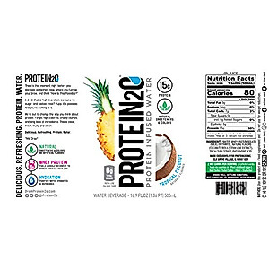 Protein2o 15g Whey Protein Isolate Infused Water, Ready To Drink, Gluten Free, Lactose Free, No Artificial Sweeteners, Flavor Fusion Variety Pack, 16.9 oz Bottle (Pack of 12)