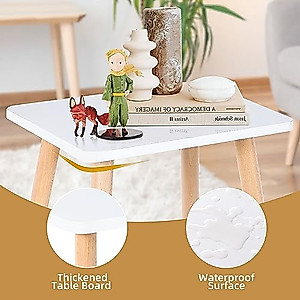 Yawinhe Side Table 2-Tier end Table,Nightstand with Storage Shelf,Modern Wooden Side Table Bedside Table,Suitable for Living Room, Bedroom, Balcony (First Floor/(1-Pack), White+Natural)