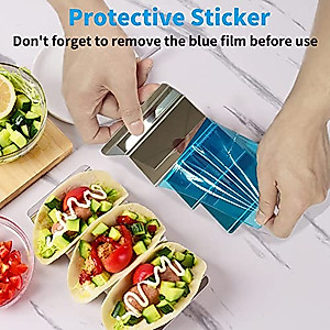 GEIKR Stainless Steel Taco Holders Set of 4, 𝟮𝟬𝟮𝟯 𝙉𝙚𝙬 Oven & Dishwasher & Grill Safe Taco Trays, Each Metal Taco Stands for 3 Tacos, Taco Rack with Handles, Stylish Taco Shell Holders