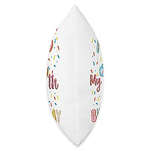 Donut Birthday Party Theme Gifts Decorations Birthday 7 yr Old Girl Donut Party Theme Shirt Throw Pillow, 18x18, Multicolor