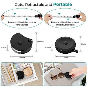 Body Tape Measure, Body Measuring Tape for Weight Loss, Fitness, Bodybuilding. Lock Pin, Retractable Soft Sewing Tape for Tailors, Measures Body Part Circumferences by Single Hand, 60Inch/150cm, 3 PCS