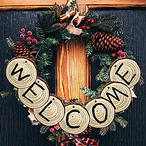 ATDAWN Natural Wood Slices with Holes, 30 Pcs Unfinished Wooden Circles, Craft Wood kit, Christmas Ornaments DIY Crafts (2.4"-2.8")