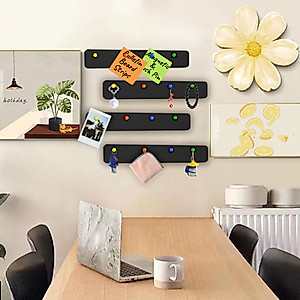 Bulletin Board, Jeethemy Felt Pin Board Bar Strips, Self Adhesive Cork Boards for Walls with 35 Push Pins for Bedrooms Offices Home Decoration,5 Pack,Black