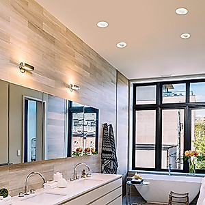 5"/6" LED Integrated Retrofit Recessed Lighting Kit, 11 Watts, Energy Star, Dimmable, Damp Rated, Ridged Baffle, White Finish,91148