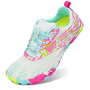 Scurtain Womens Water Shoes Women Adult Quick-Dry Aqua Sock Barefoot Shoes for Beach Swim River Pool Lake Hiking Kayaking Surfing Water Socks for Women Pink/Fusion 9 W/7.5 M