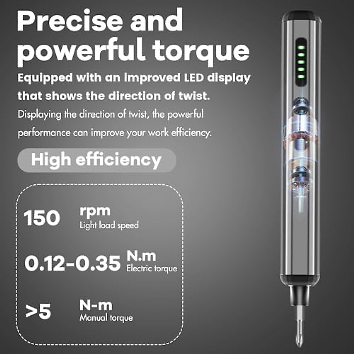 Mini Electric Screwdriver, 68-in-1 Precision Electric Screwdriver 400RPM with 5 Torque Settings, 68 Drill Bits, Pry Bar, Led and Tweezers, Electric Precision Screwdriver Kit for Pc Building