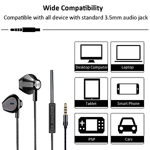 Earbuds Wired in Ear Headphones Earphones with Mic Volume Control for 3.5mm Samsung Galaxy, Google Pixel 5a 4a 3a XL, TCL 30 SE 20 SE 10 SE, Motorola Moto Nokia Blu Alcatel LG Tablet Laptop (Silver)