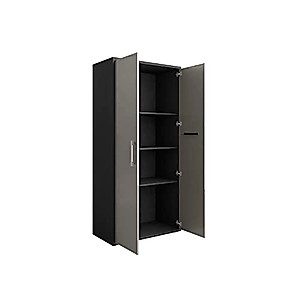 Manhattan Comfort Eiffel Garage Cabinets and Storage System, Set of 3, Matte Black and Grey