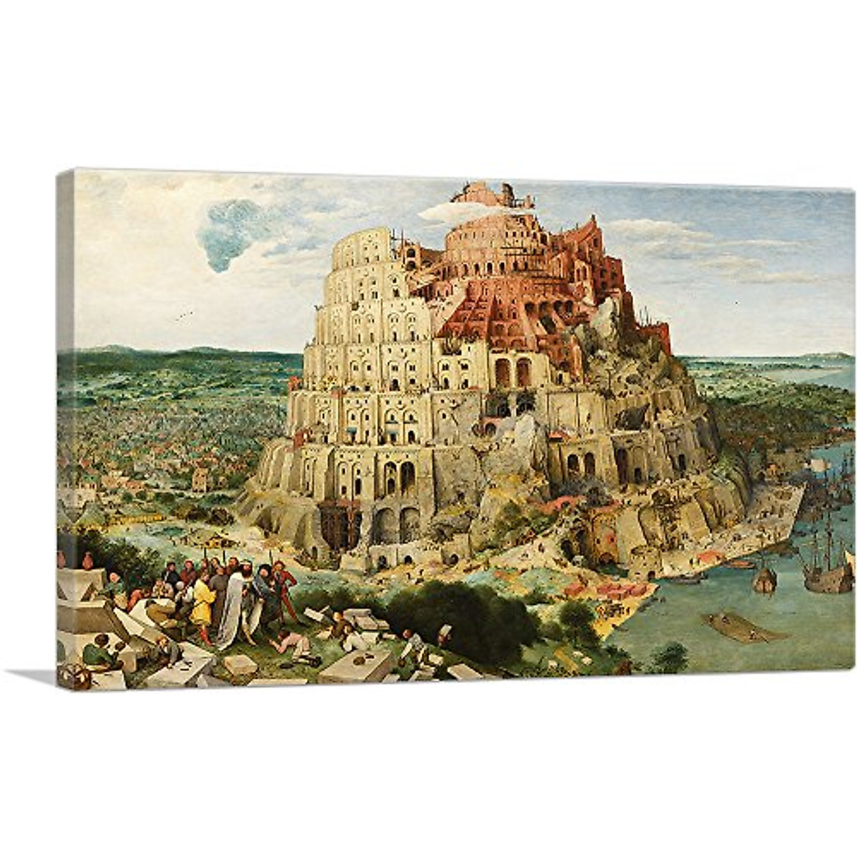 ARTCANVAS The Great Tower of Babel 1563 Canvas Art Print Stretched Framed Painting Picture Poster Giclee Wall Decor by Pieter Bruegel the Elder - 40" x 26" (0.75" Deep)