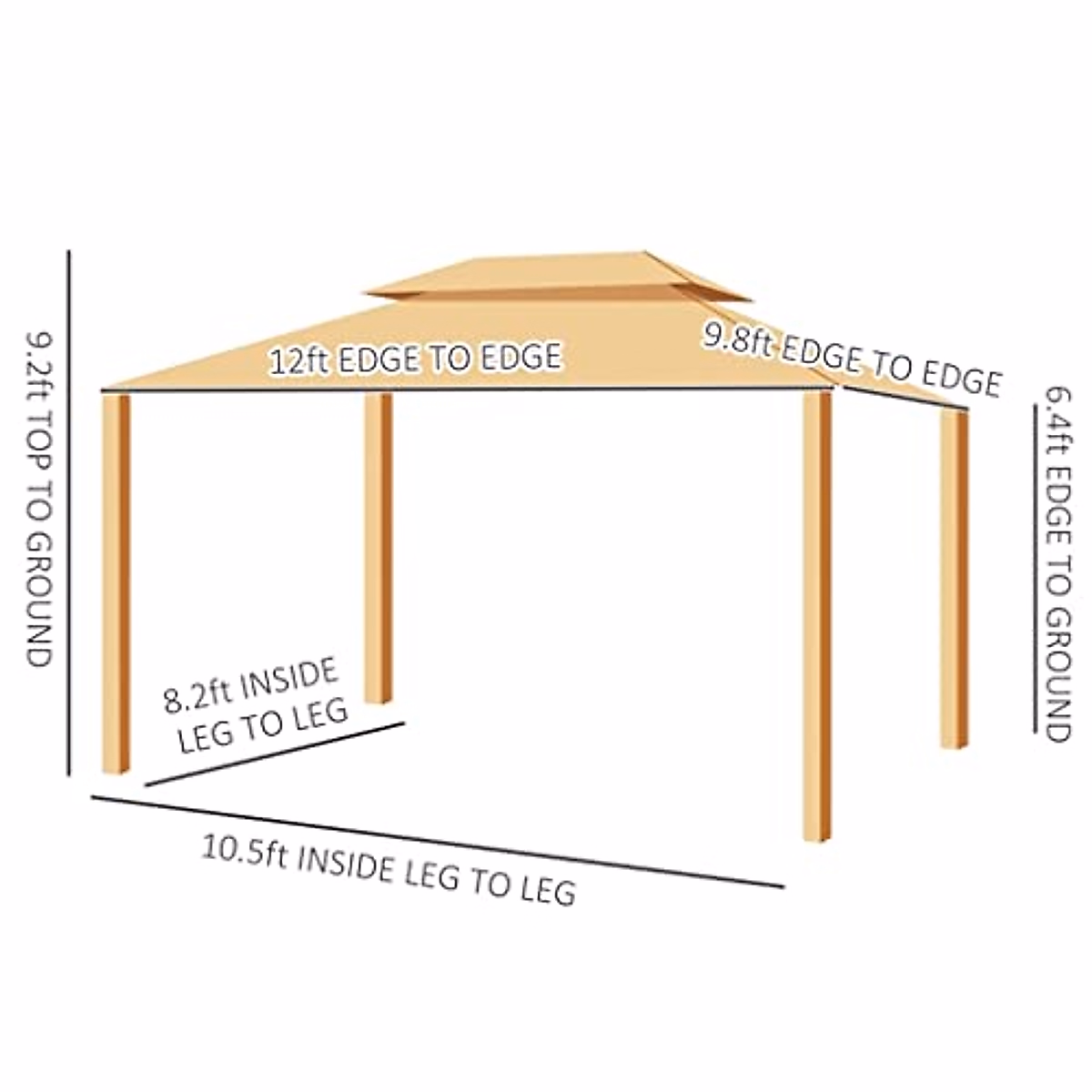CZDYUF 12' x 10' Hardtop Gazebo Steel Canopy Outdoor Pergola with Aluminum Frame and Netting for Patios, Gardens, Lawns