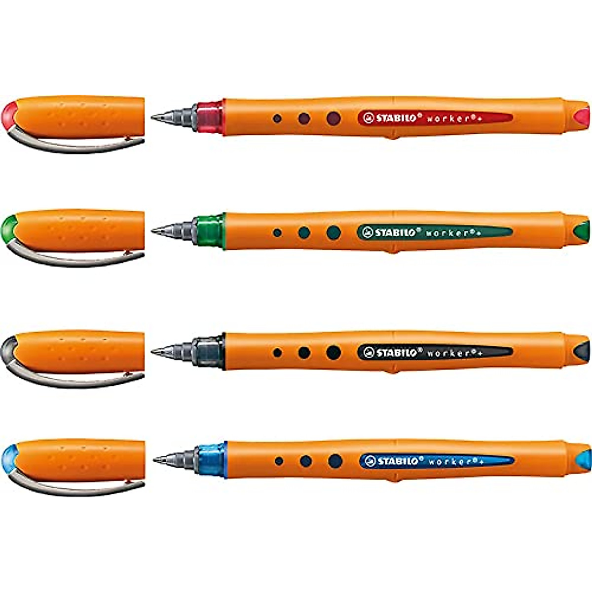 STABILO Worker+ fine Wallet of 4 - Rollerball