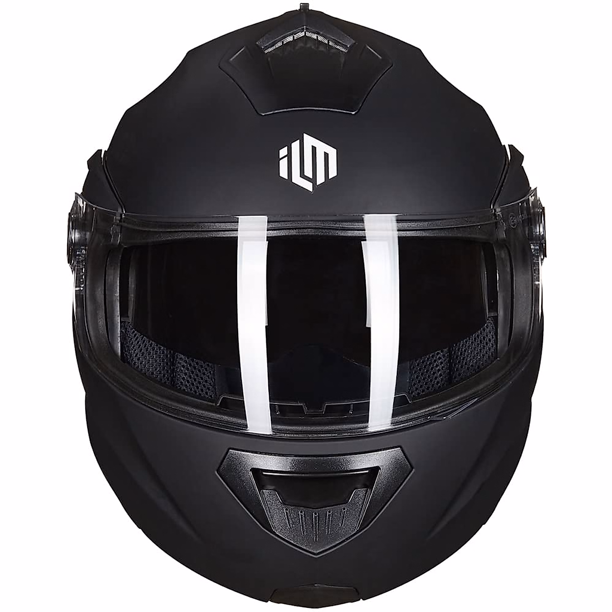 ILM Motorcycle Helmets for Adults Dual Visor Enlarged Air Vents Modular Full Face Cascos para Motos Men Women DOT Model DP998(Matte Black, Large)