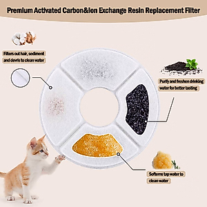 Alysontech Cat Water Fountain Filter, Pet Fountain Replacement Filter, 12 Count (Pack of 1)