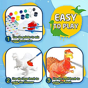 BAODLON Kids Arts Crafts Set Dinosaur Toy Painting Kit - 10 Dinosaur Figurines, Decorate Your Dinosaur, Create a Dino World Painting Toys Gifts for 5, 6, 7, 8 Year Old Boys Kids Girls Toddlers