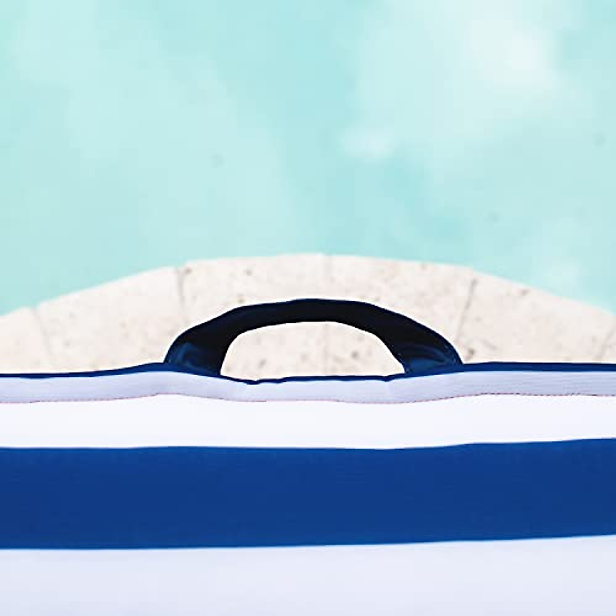 Big Joe Lagoon Lounger No Inflation Needed Pool Float, Americana Nautical Stripe Double Sided Mesh, 5ft Giant