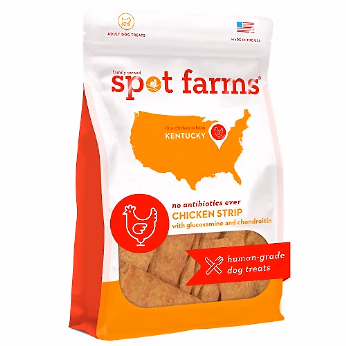 Spot Farms All Natural Human Grade Dog Treats, Chicken Strips with Glucosamine and Chondroitin, 12.5 Ounce