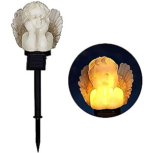 Ghlevo Resin Craft Solar Angel Cupid Christmas Outdoor Decoration Lighting Floor Lamp Chandelier Sun Angel Novelty Landscape Light Path Porch Home Garden Light