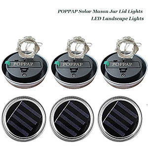 POPPAP Solar Jar Lid Lights Solar String Lights Fairy Lights for Mason Jar Decor Lights,Outdoor Lighting LED Landscape Lights 20 LED 78.74inch 6Lids Red