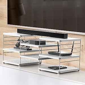 Simple Houseware Expendable Kitchen Counter Shelf Organizer, White, Plastic, 23.2" L x 9.8" W x 8.7" H