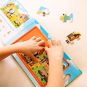 Melissa & Doug Take-Along Magnetic Jigsaw Puzzles Travel Toy On the Farm (2 15-Piece Puzzles) - FSC Certified