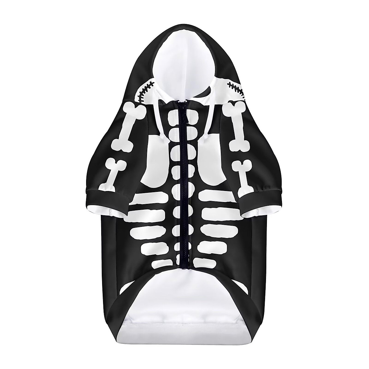 Howilath Dog Bone Halloween Costume, Dog Skeleton Hoodie Pet Clothes, Skull Zipper Clothes for Dogs, Sweatshirt with Hat, Dog Cat Hooded Shirts Sweatshirts - M