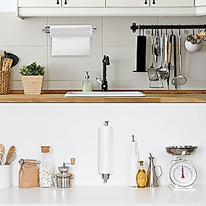 Paper Towel Holder Under Cabinet, Self Adhesive Wall Mount Paper Towel Rack, Towel Paper Bar for Kitchen, Pantry, Sink, Bathroom, SUS304 Stainless Steel 13 inch (Silver, 1)