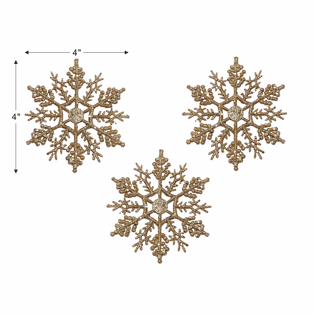 Christmas Traditions 4 inch Gold Glittered Snowflake Ornaments (Set of 28) Hanging Tree Decorations (Gold)
