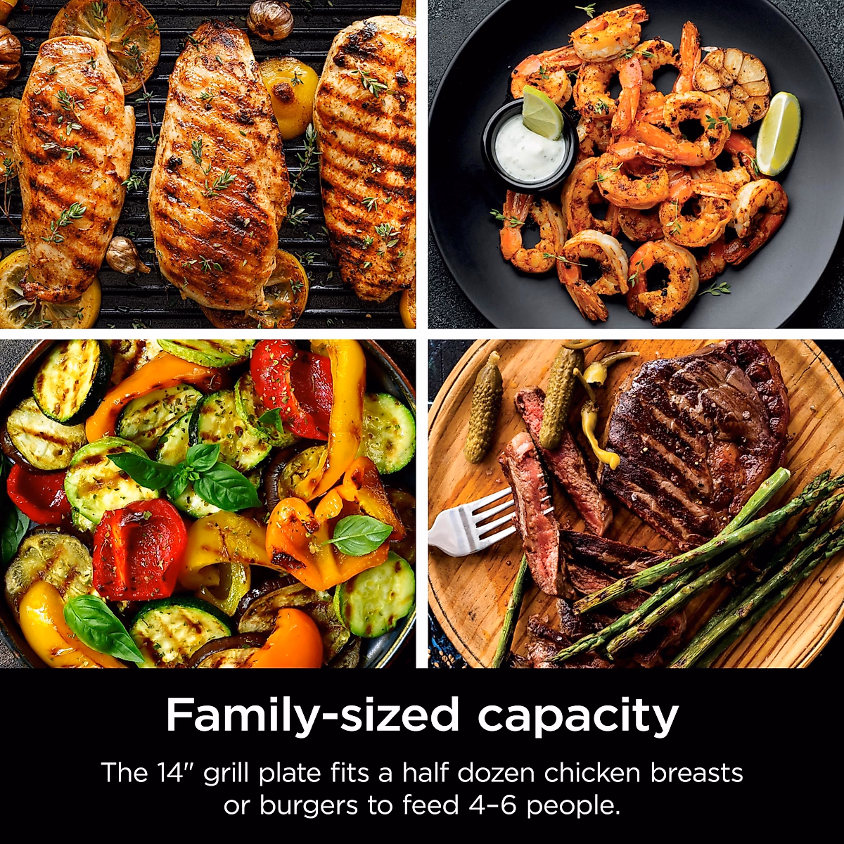 Ninja GR100 Sizzle Smokeless Indoor Grill with Nonstick Grill Plate, Dishwasher-Safe Removable Mesh Lid, 500F Max Heat, Even Edge-to-Edge Cooking, Black (Renewed)