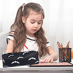 CHPGPUG Pencil Case Bats Halloween Pouch Pen Case with Zipper for Office Organizer School Boys Girls