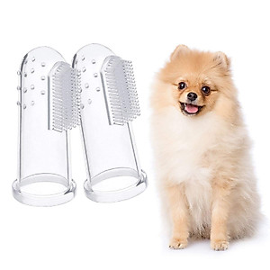 Axgo Soft Silicone Pet Finger Toothbrush, Doggy Teeth Cleaning Natural Rubber Dental Bite Resistant Chew Toys for Dogs Pets Pack of 6