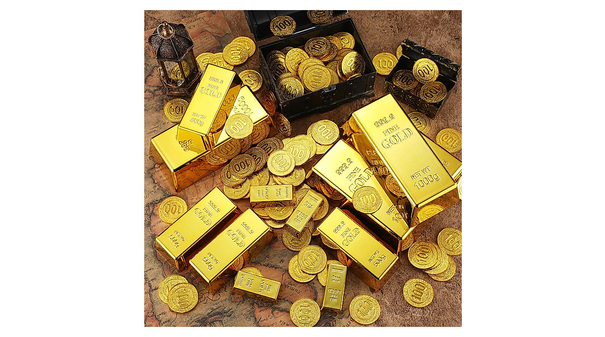 Pirate Gold Coins & Fake Bars: Party Props & Decorations