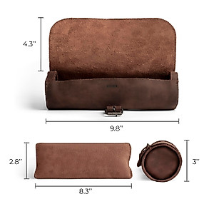Hide & Drink, Cylinder Watch Case, Holds 4 Watches, Storage Box, Jewelry Roll Organizer, Travel Accessories, Full Grain Leather, Handmade, Bourbon Brown