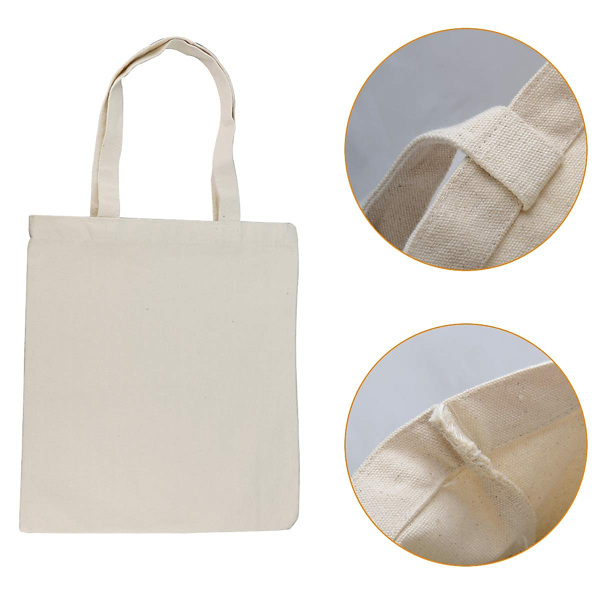 Faylapa 6 Pcs Canvas Tote Bags,Heavy Duty and Strong Easter Hunter Bag Shopping Grocery Bag Blank Cotton Bags for Decorating Crafts DIY,Painting (Beige,12.2"x14.3")