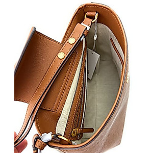 Tory Burch Emerson Womens Saffiano Leather Bucket Bag (Moose)