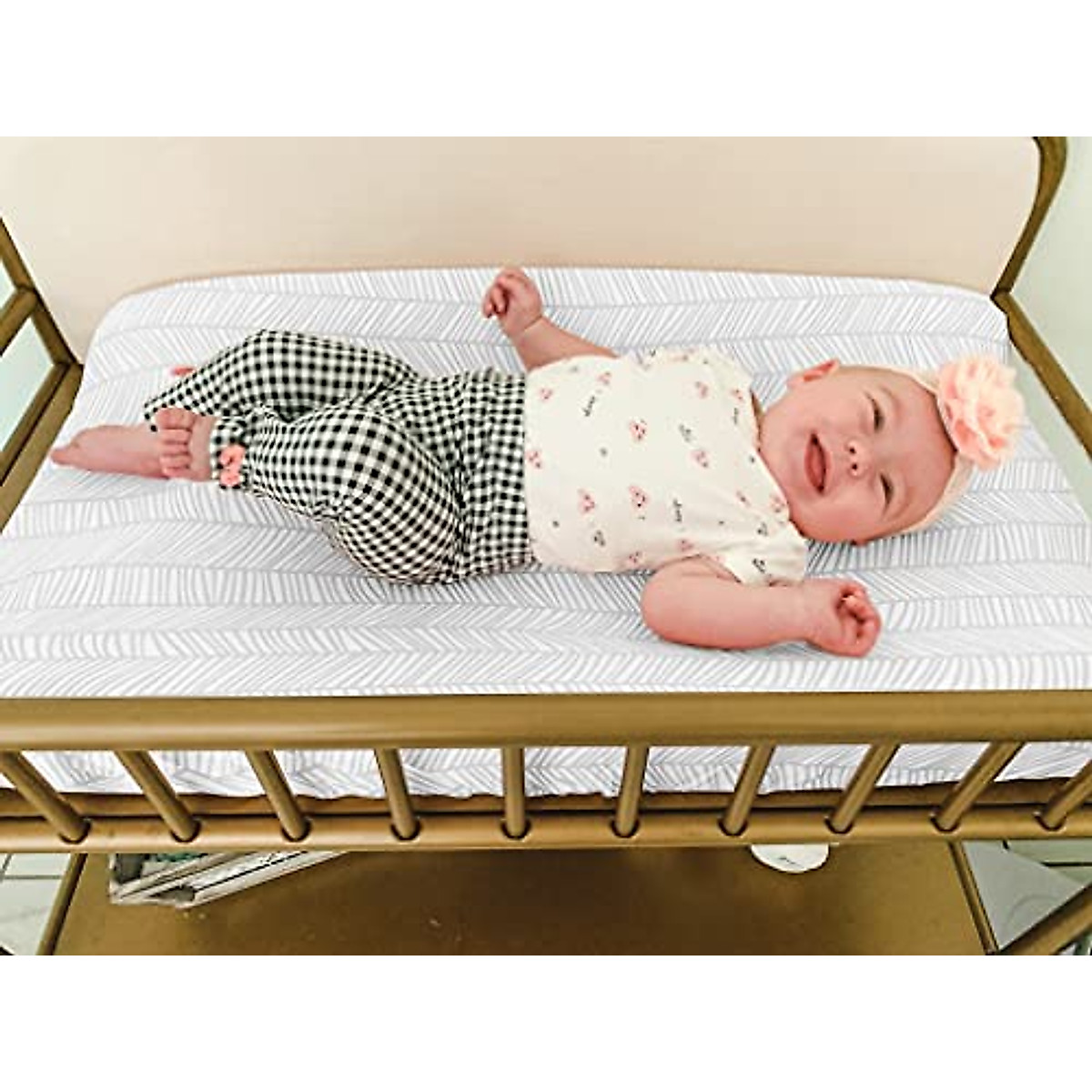 Changing Pad Cover – Premium Baby Changing Pad Covers 4 Pack – Boy or Girl Changing Pad Cover – Pure Cotton Machine Washable Grey and White Changing Table Cover – Diaper Changing Pad Cover Sheets