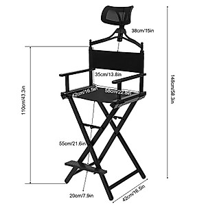ZHFEISY Makeup Chair Foldable Chair for Camping Directors Chair Outdoor Chair with Backrest Cushion Pedal for Studio Salon Vanity