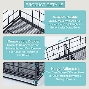 Under Sink Organizers and Storage, Pull Out Under Bathroom Cabinet Organizer with Sponge Holder, Sliding Out Closet Organizer and Storage Basket Drawer for Kitchen Cabinet Bathroom Counter Undersink