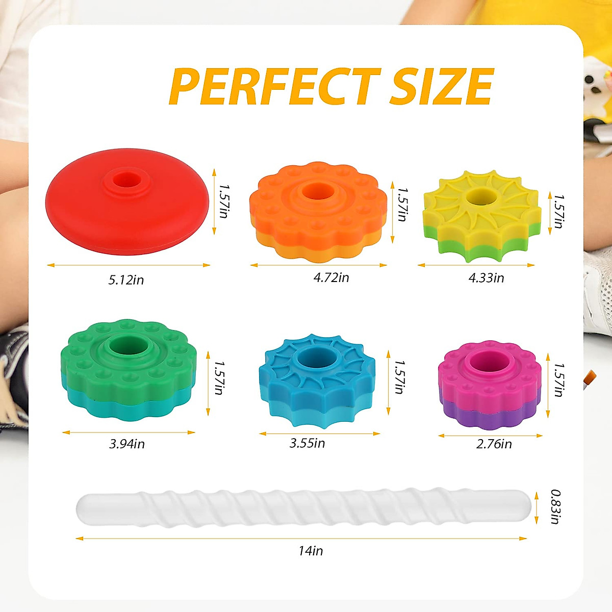 Spinning Stacking Toys, Rainbow Tower Stacker Interesting Rainbow Spinning Wheel Toy BPA Free Early Education Kids Brain Development Toys Family Games for 12 Months +, Develop Cognition Ability