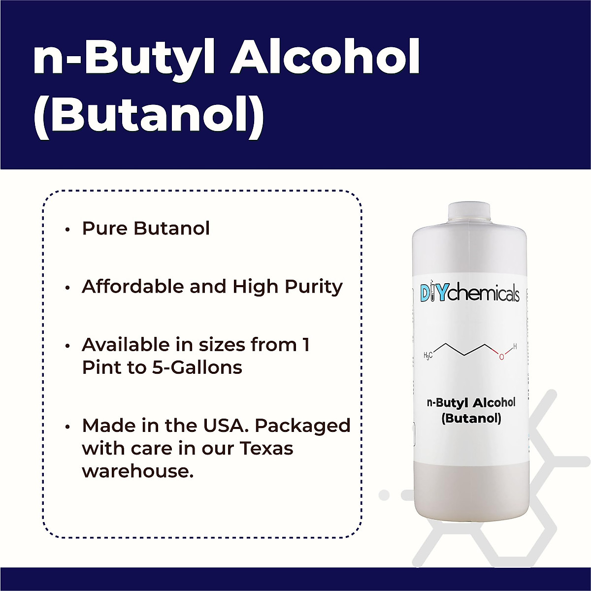 DIYChemicals N-Butyl Alcohol | 1-Butanol | High Purity | 1 Pint (16 fl oz)