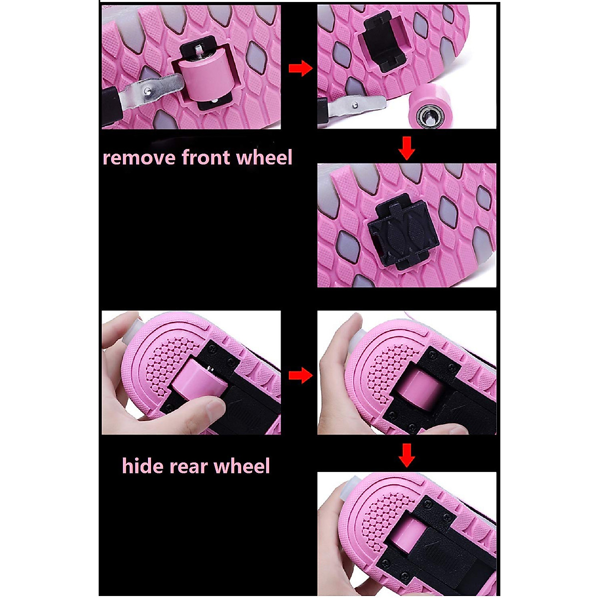 Ehauuo Kids Wheels Roller Shoes for Girls USB Light Up with Wheels Roller Sneakers for Gift (11 M US Little Kid, A-Pink)