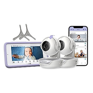 HUBBLE CONNECTED Nursery Pal Deluxe 5" Smart HD Twin Baby Monitor and 2 Cameras with Built-in Rechargeable Batteries to Use at Home Or On The Go
