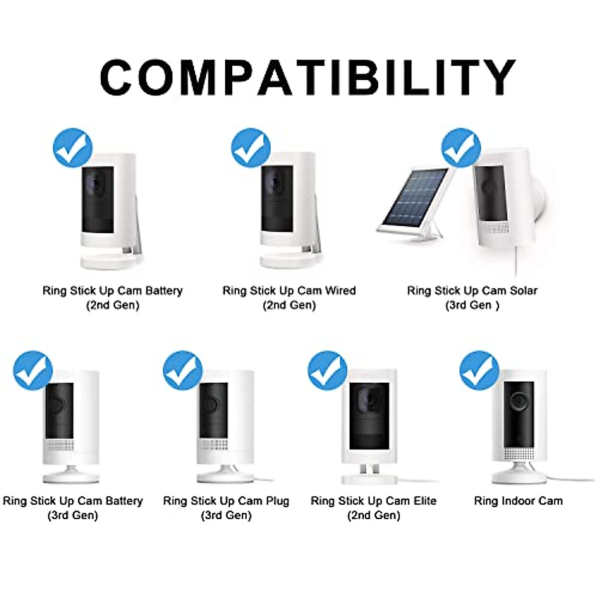 SZAOYU 2Pack Flexible Clamp Mount Compatible with Ring Mount Stick Up Cam & Indoor Cam, Flexible Gooseneck Mounting Bracket No Tools or Wall Damage Required