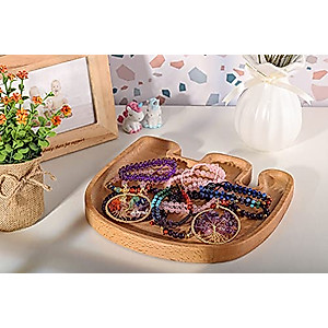 CrystalTears Wooden Serving Tray Platter Handmade Elephant Shaped Snack Fruit Dessert Serving Platter Wood Crystal Display Tray Jewelry Trinket Dish for Home Decoration