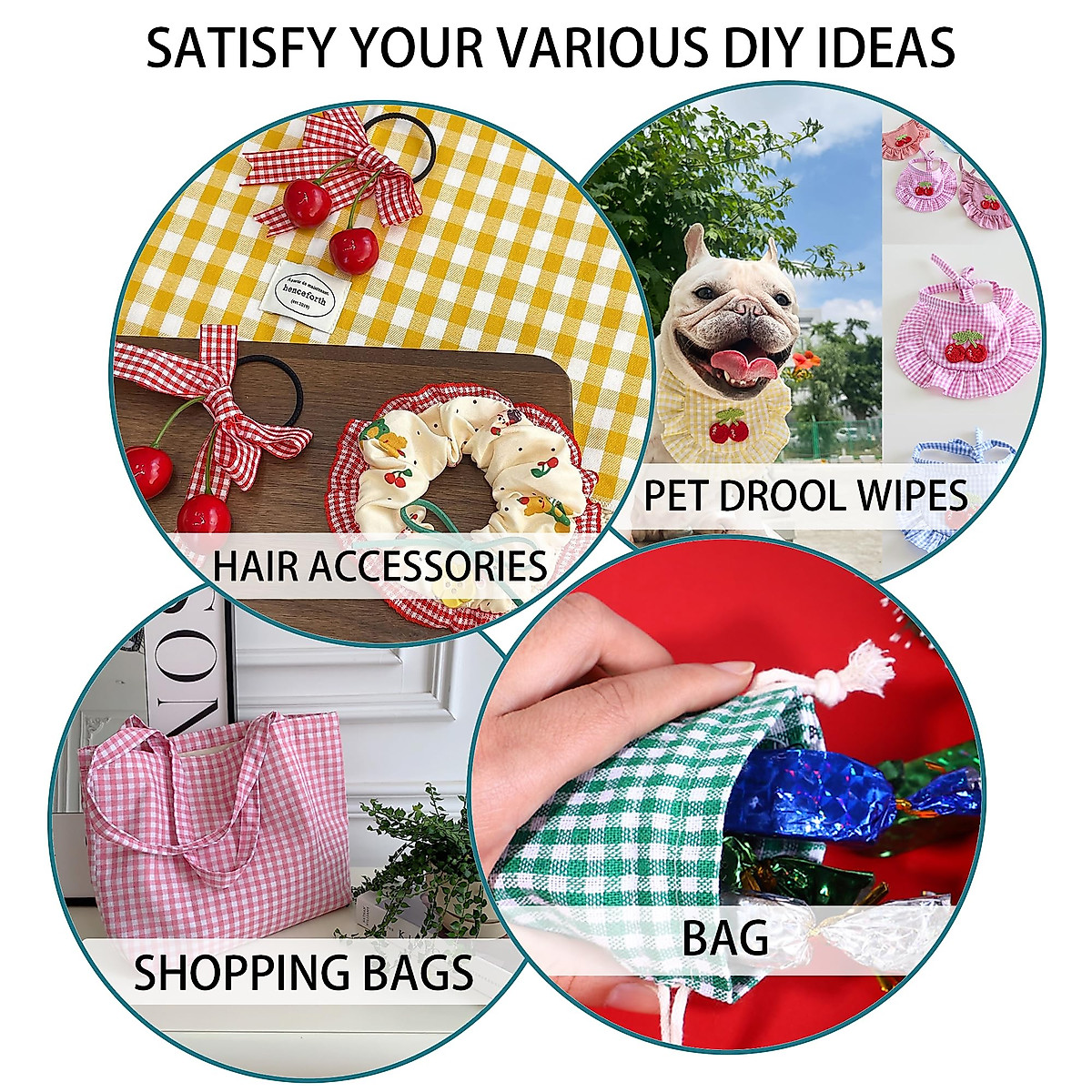 pson 96" Wide Checkered Gingham Fabric, Lightweight Polyester Poplin Fabric for DIY Crafts, Wall Decor Fabric, Sewing, Yellow - 1 Yard