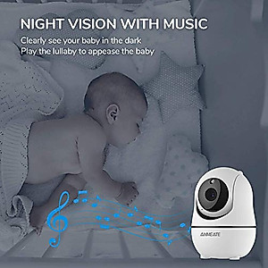 ANMEATE Baby Monitor with Remote Pan-Tilt-Zoom Camera, 3.5” Large Display Video Baby Monitor with Camera and Audio |Infrared Night Vision |Two Way Talk | Room Temperature| Lullabies and 960ft Range