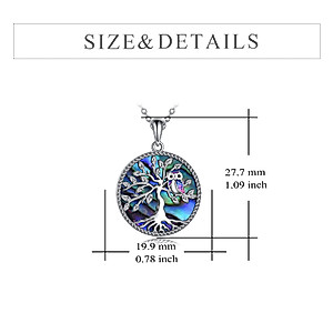 YFN Owl Tree of Life Pendant Necklace Sterling Silver Owl Jewelry Owl Christmas Birthday Gifts for Women