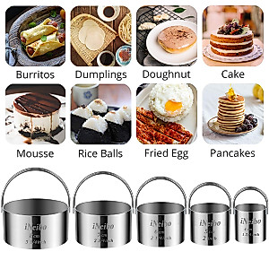 iNeibo Biscuit Cutter Set, Cookie Cutter, Round Shape Circle Scone Cutters, Pastry Dough Baking Cutter, Shapes Pastry Cutter for Dumpling Skin Cutters, Dough, Pastry, Donut, Fondant, DIY, Cake Décor