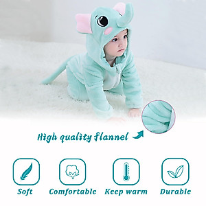 TONWHAR Kids' And Toddlers' Infant Tiger Dinosaur Animal Fancy Dress Costume Outfit Hooded Romper Jumpsuit (18-24 Months/Height:32"-35",Elephant)